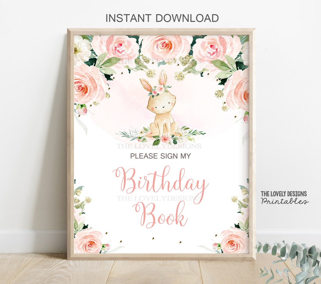 Bunny Birthday Book Sign Bunny Birthday Party Sign Easter Some Bunny ...