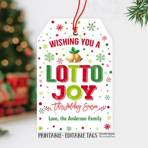 Christmas Lottery Gift Tag Printable Wishing You a Lotto Joy Teacher ...