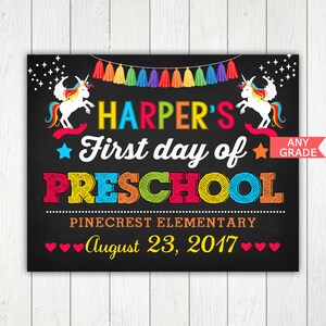 Unicorn First Day of School Chalkboard Sign Rainbow Colors - Etsy