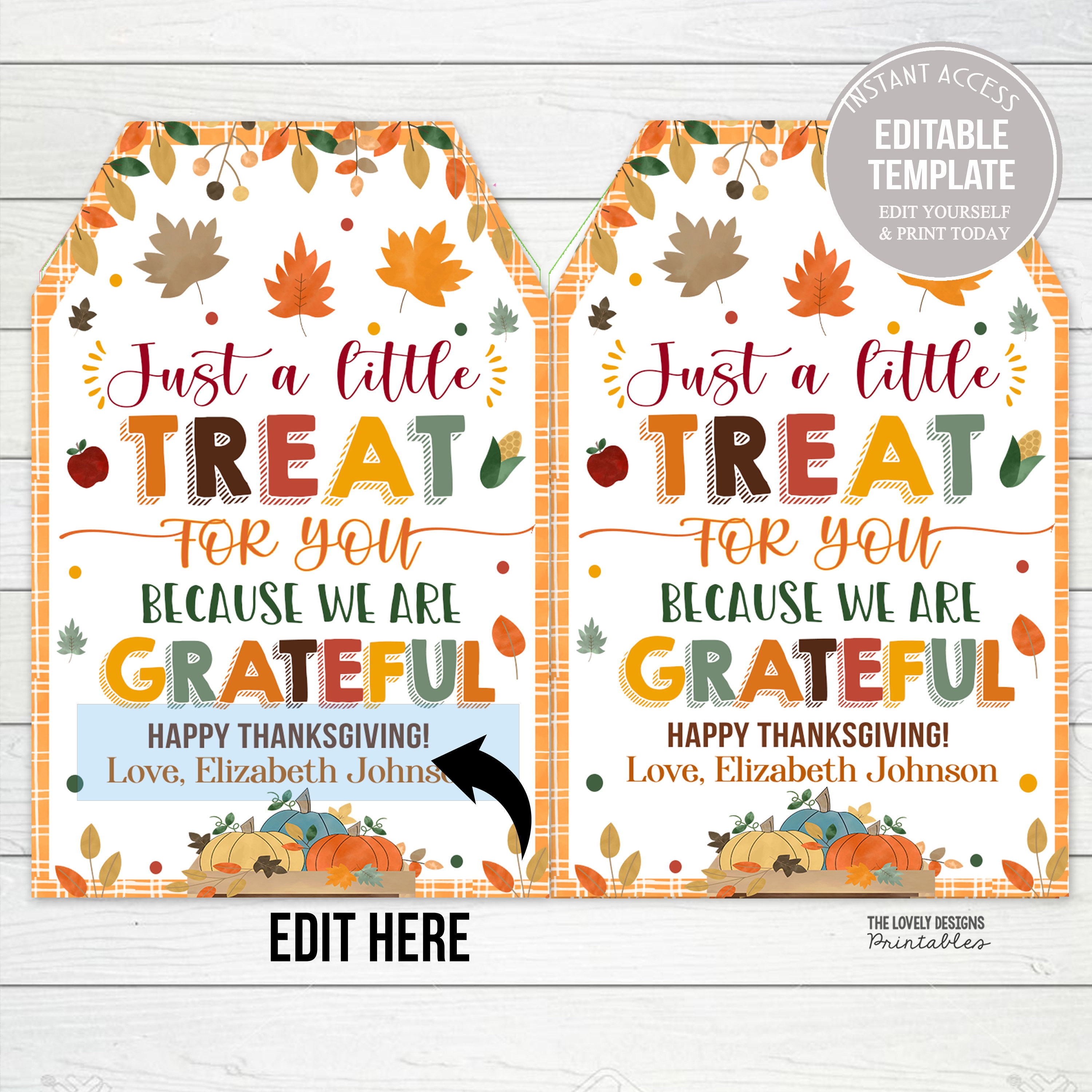 Thanksgiving Gift Tag, Treat for You to Say We Are Grateful ...