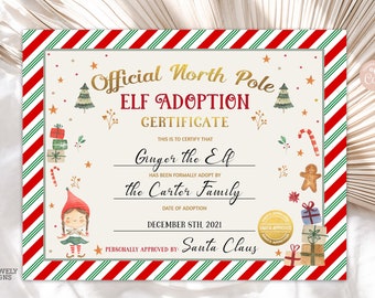 Elf Printable Adoption Certificate Christmas Welcome Letter - Etsy