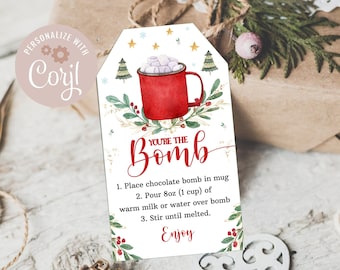 Editable Hot Chocolate Bomb Tags Hot Cocoa Bomb Instructions Favor Tags ...