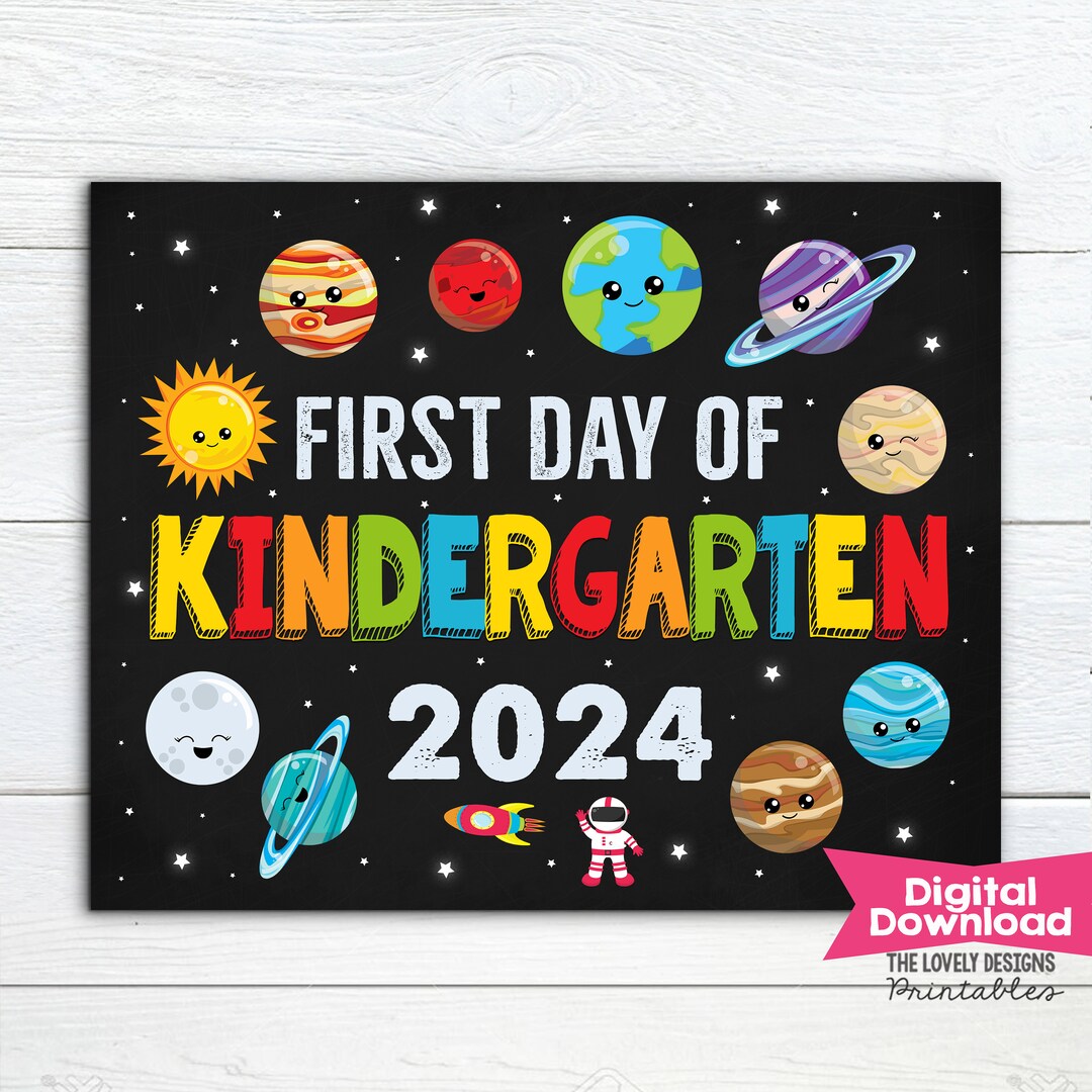 Space First Day of Kindergarten Sign INSTANT DOWNLOAD Rocket First Day ...