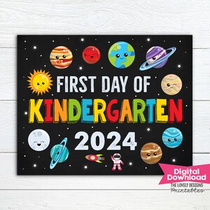 Space First Day of Kindergarten Sign INSTANT DOWNLOAD Rocket First Day ...