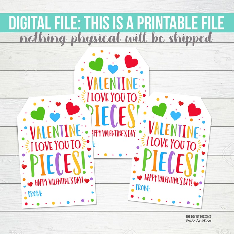 Valentine Puzzle Candy Building Blocks Gift Tag I Love You to - Etsy