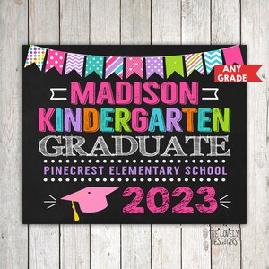 KINDERGARTEN GRADUATION Sign PERSONALIZED, Girl Kindergarten Graduate ...