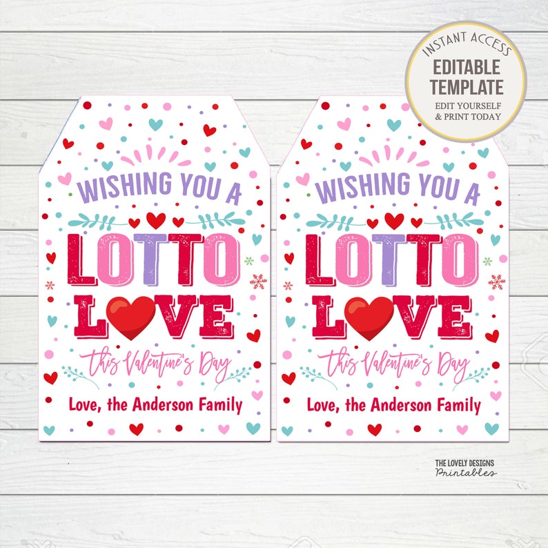 Valentine Day Lottery Gift Tag Wishing You a Lotto Love - Etsy