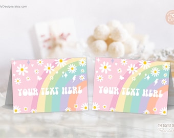 Editable Groovy Retro Food Labels Birthday Hippie Flower 70s - Etsy