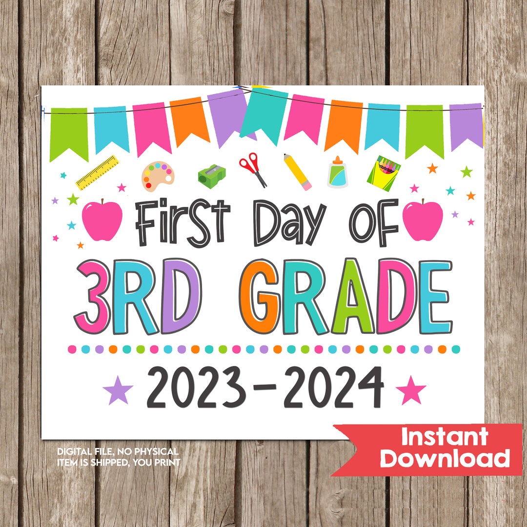 Girl First Day of 3rd Grade Sign First Day of Third Grade - Etsy