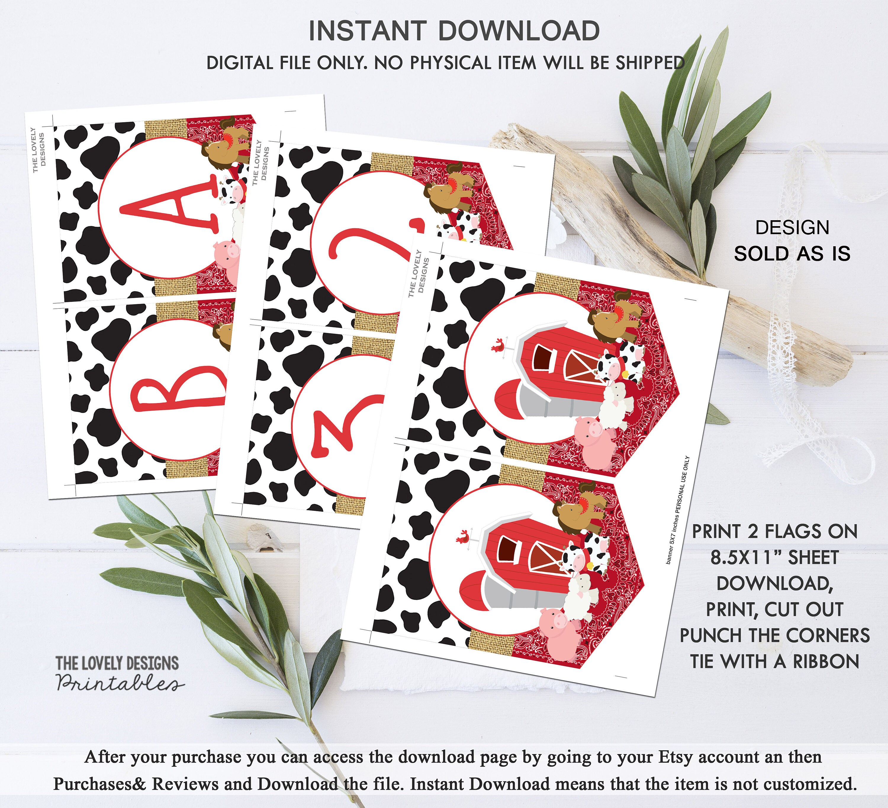 Farm Banner Farm Birthday Banner A-Z Alphabet Numbers Custom Banner ...