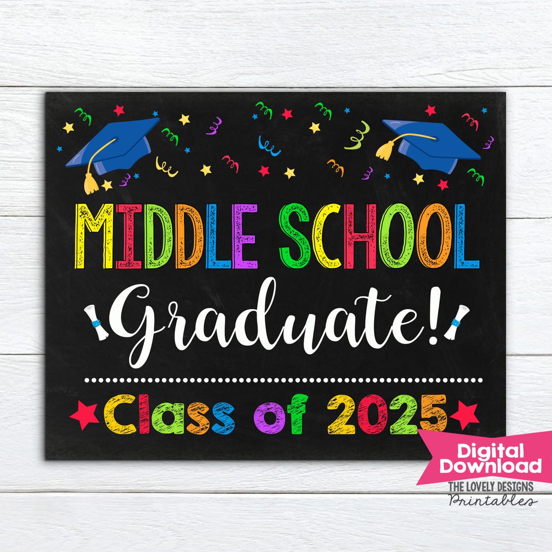 Middle School GRADUATION Sign, Middle School Graduate,last Day of 8th ...