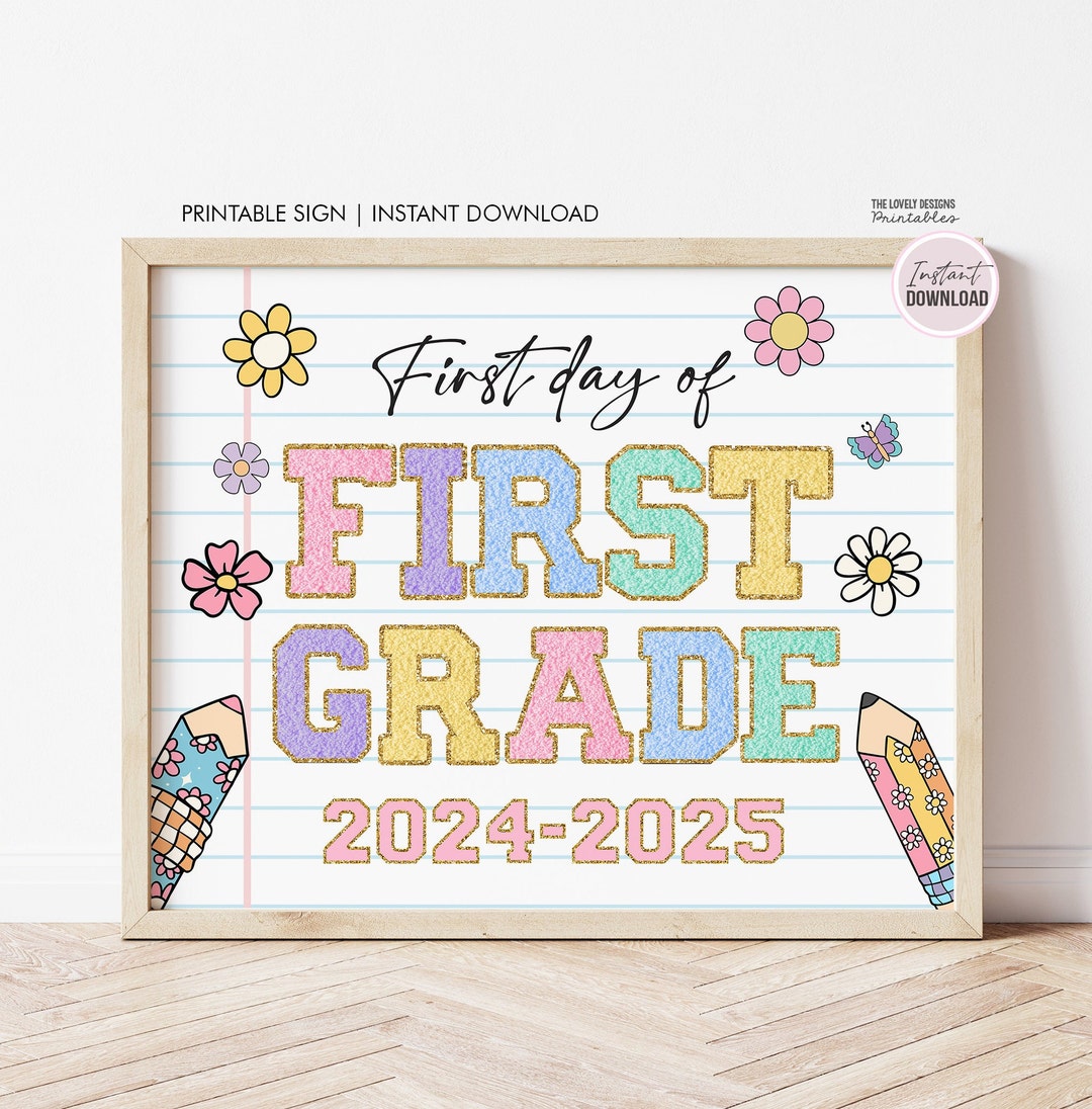 Buy First Day of 1st Grade Sign Printable INSTANT DOWNLOAD Photo Prop ...