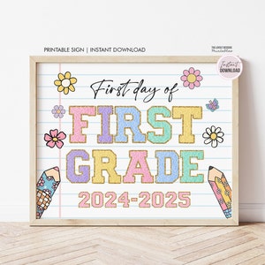 First Day of 1st Grade Sign Printable INSTANT DOWNLOAD Photo Prop First ...