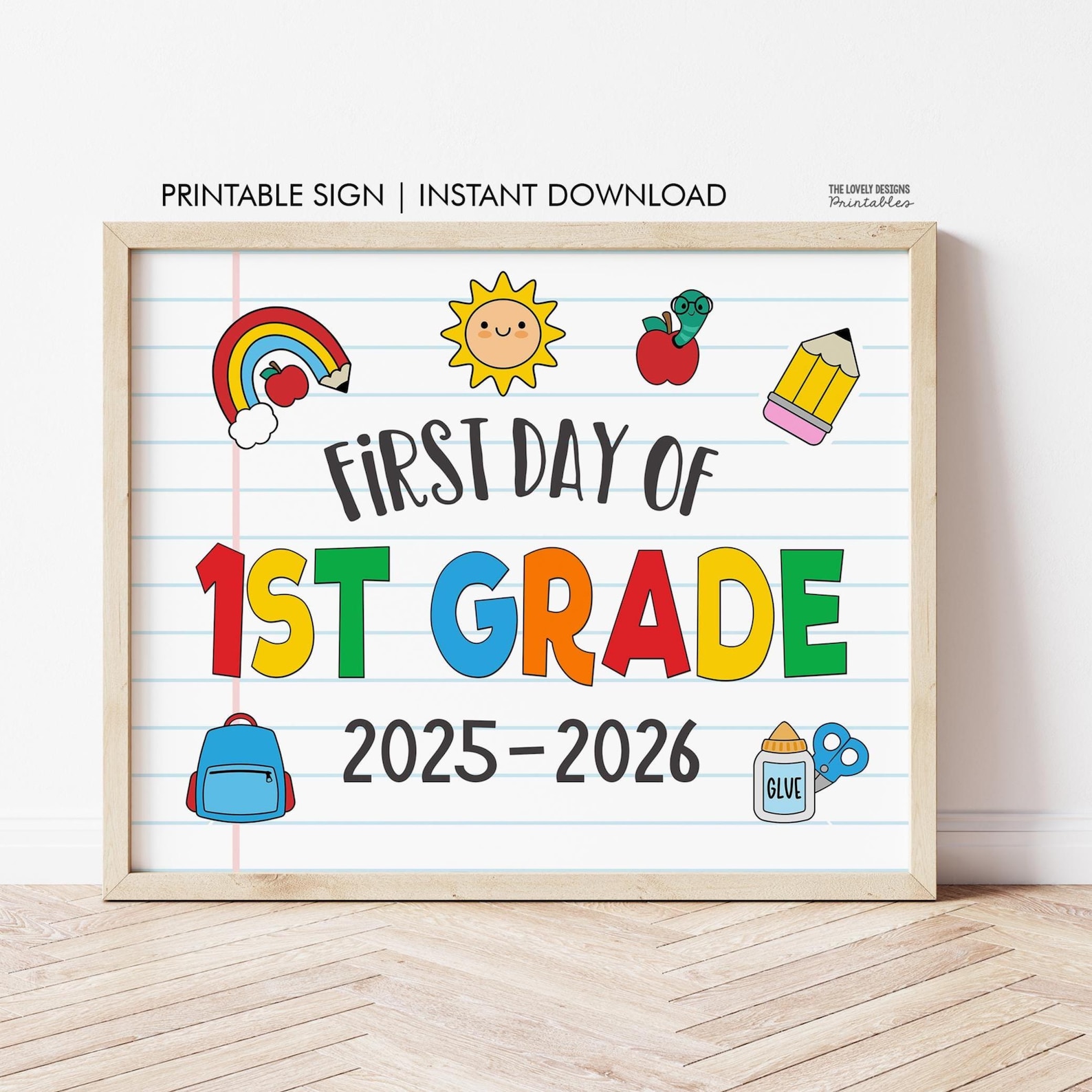 First Day of 1st Grade Sign Printable INSTANT DOWNLOAD Photo Prop First ...