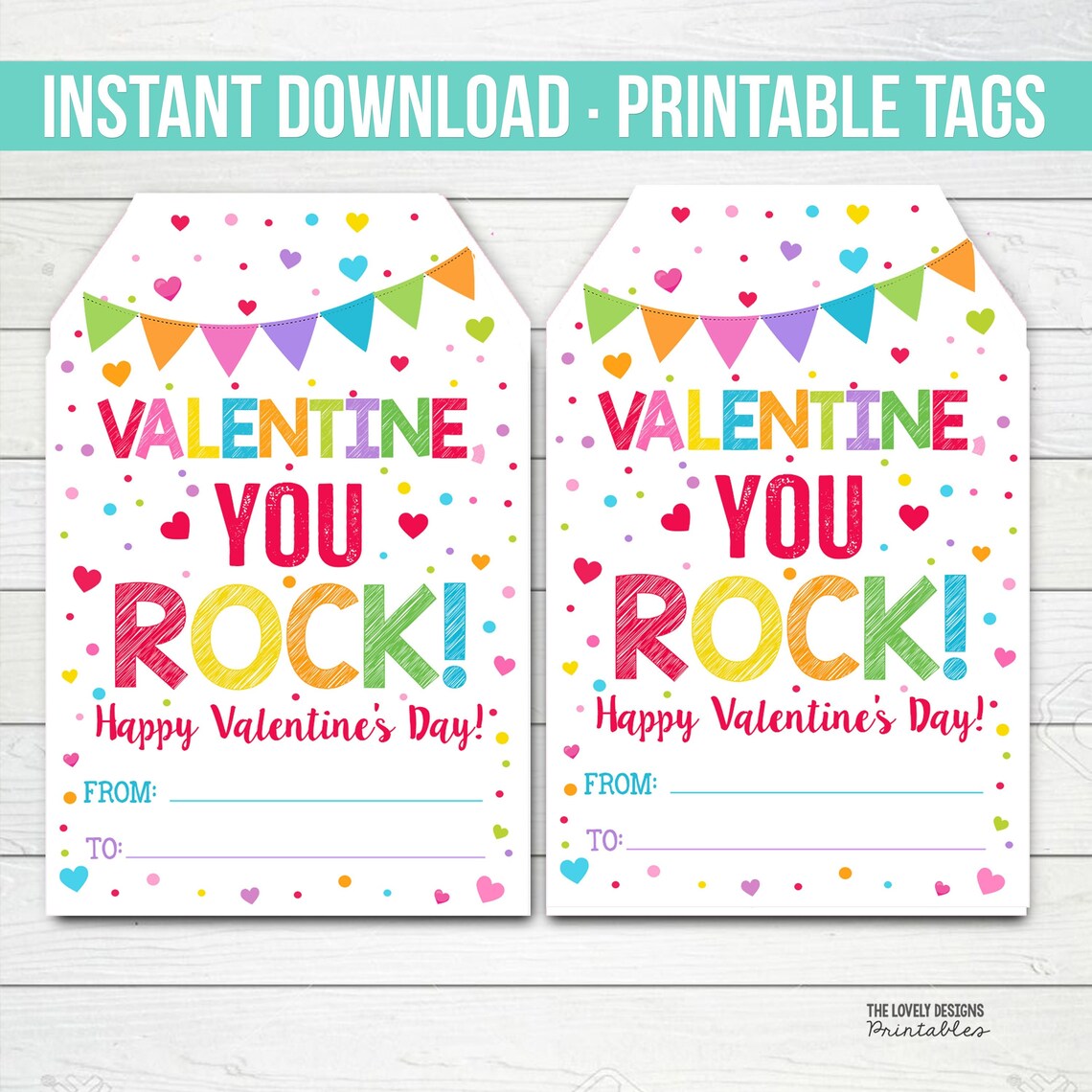 You Rock Valentine's Day Gift Tags Kids Classroom Pop - Etsy