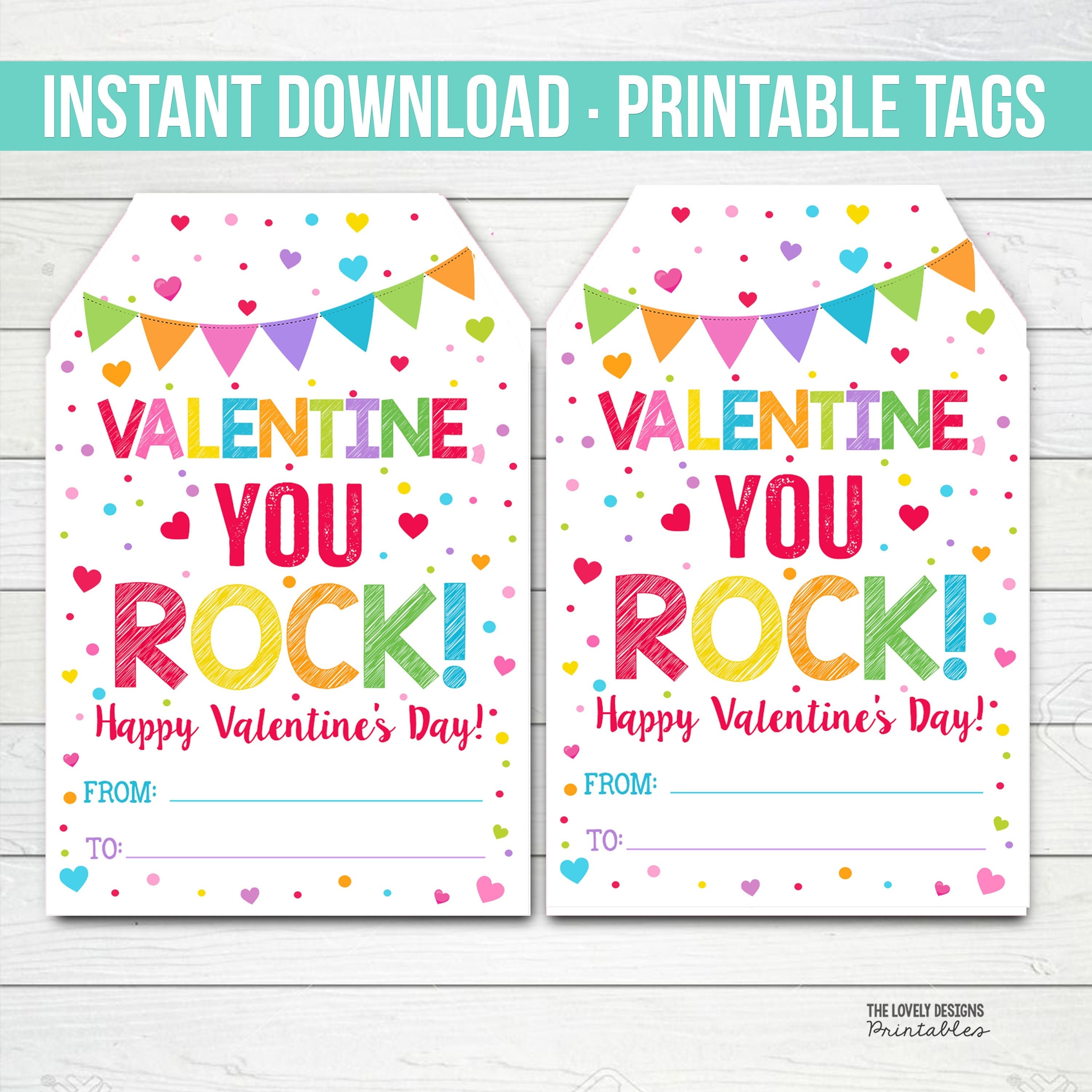You Rock Valentine's Day Gift Tags, Kids Classroom Pop Rocks Printable ...