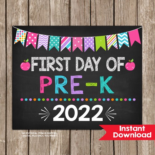 INSTANT DOWNLOAD First Day of PRE-K Sign Print Yourself First - Etsy