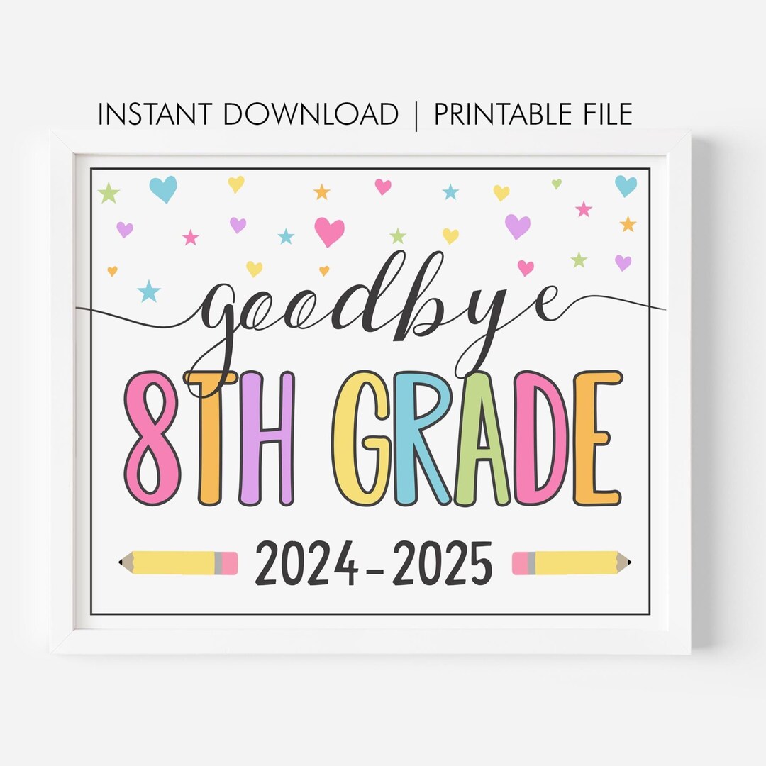 Girl Last Day of 8th Grade Sign, Last Day of Eight School Chalkboard ...