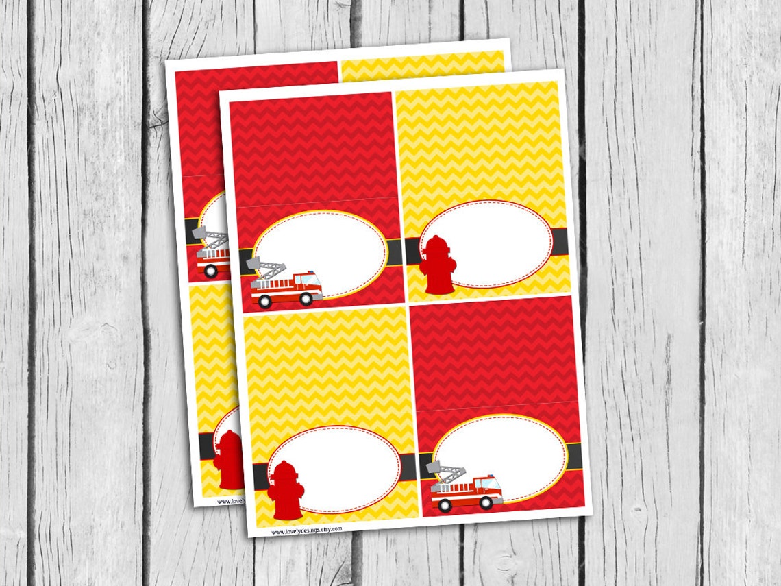 Fire Truck Food Tent Labels EDITABLE Template Firefighter - Etsy
