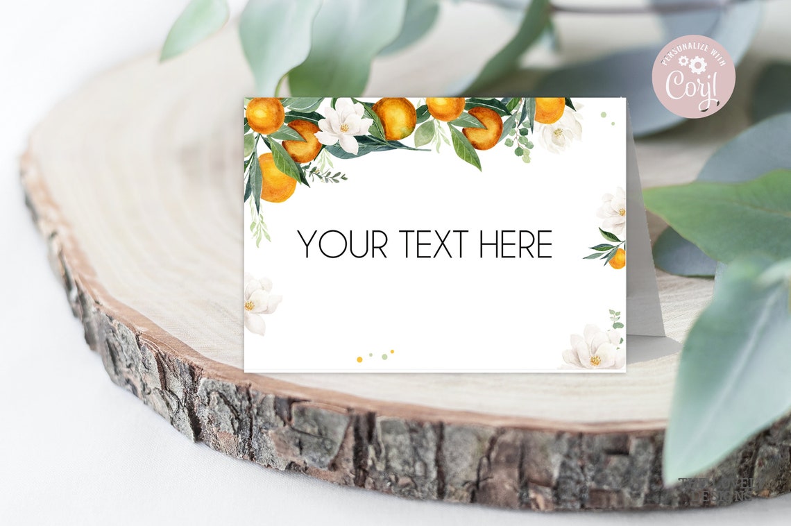 Editable Orange Food Tent Label Little Cutie Baby Shower Food Labels ...