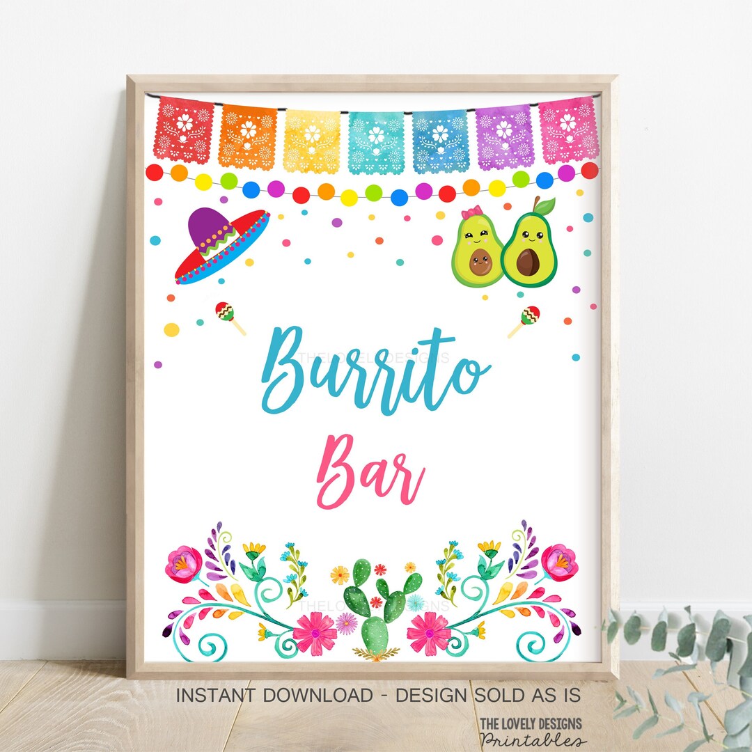 Burrito Bar Sign Fiesta Baby Shower Señor or Señorita Gender Reveal Fiesta Mexican Party Decor ...