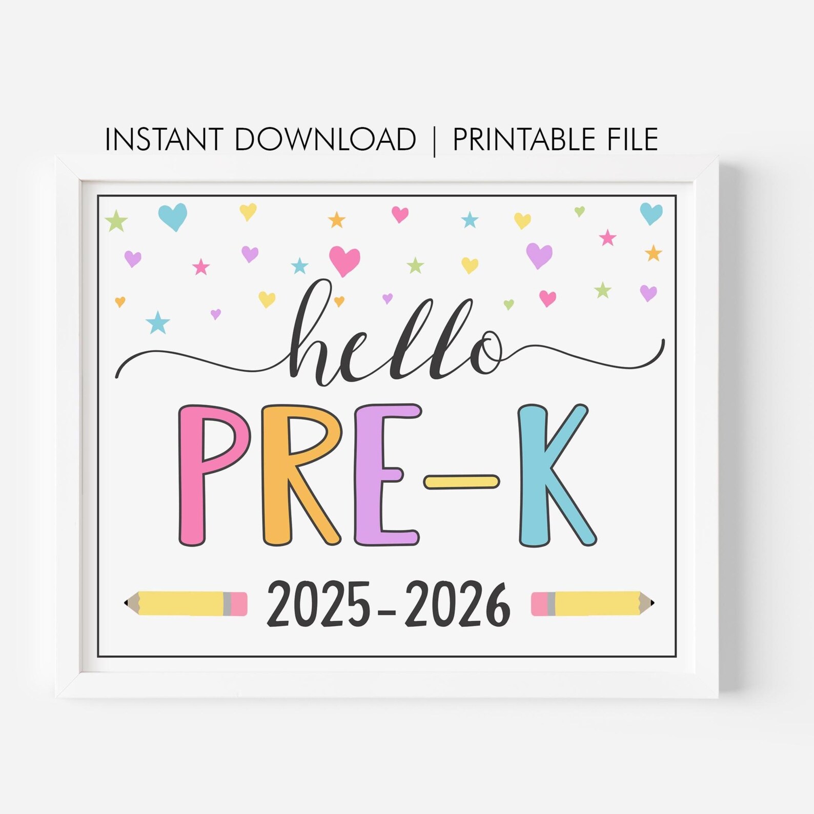 Girl First Day of PRE-K Sign INSTANT DOWNLOAD Photo Prop, First Day of ...