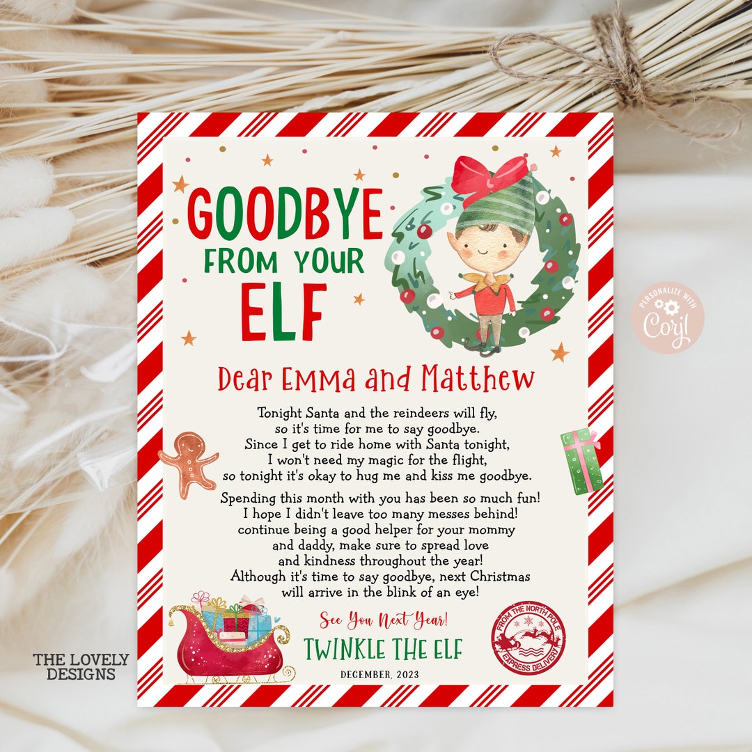 Editable Elf Goodbye Letter Departure Goodbye From Your Elf Letter ...
