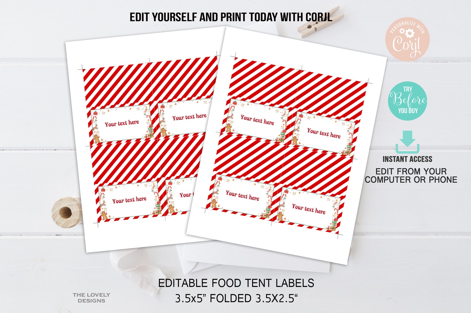 Editable Christmas Place Cards Template Holiday Name Card Dinner Table ...