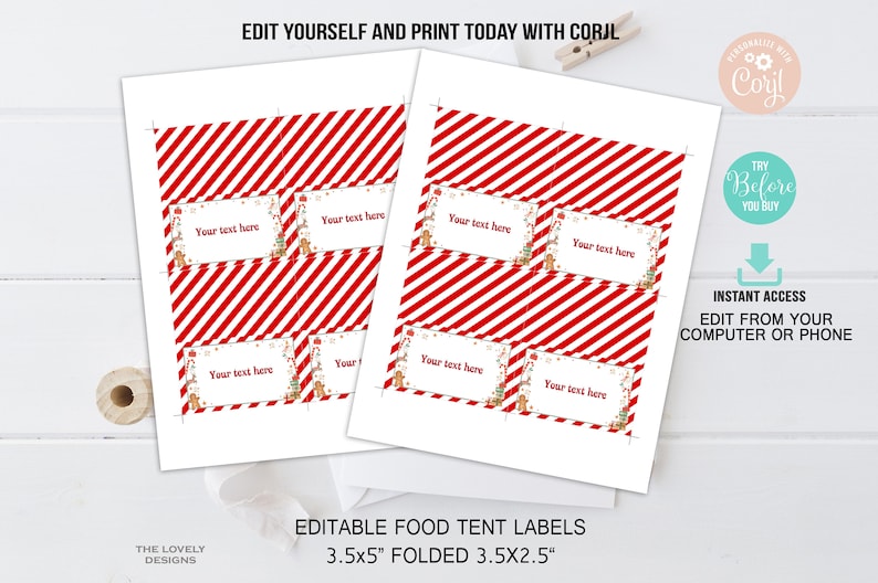 EDITABLE Christmas Place Cards Template Holiday Name Card - Etsy