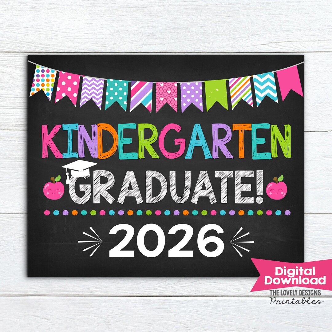 Girl KINDERGARTEN GRADUATION Sign, Kindergarten Graduate,last Day of ...