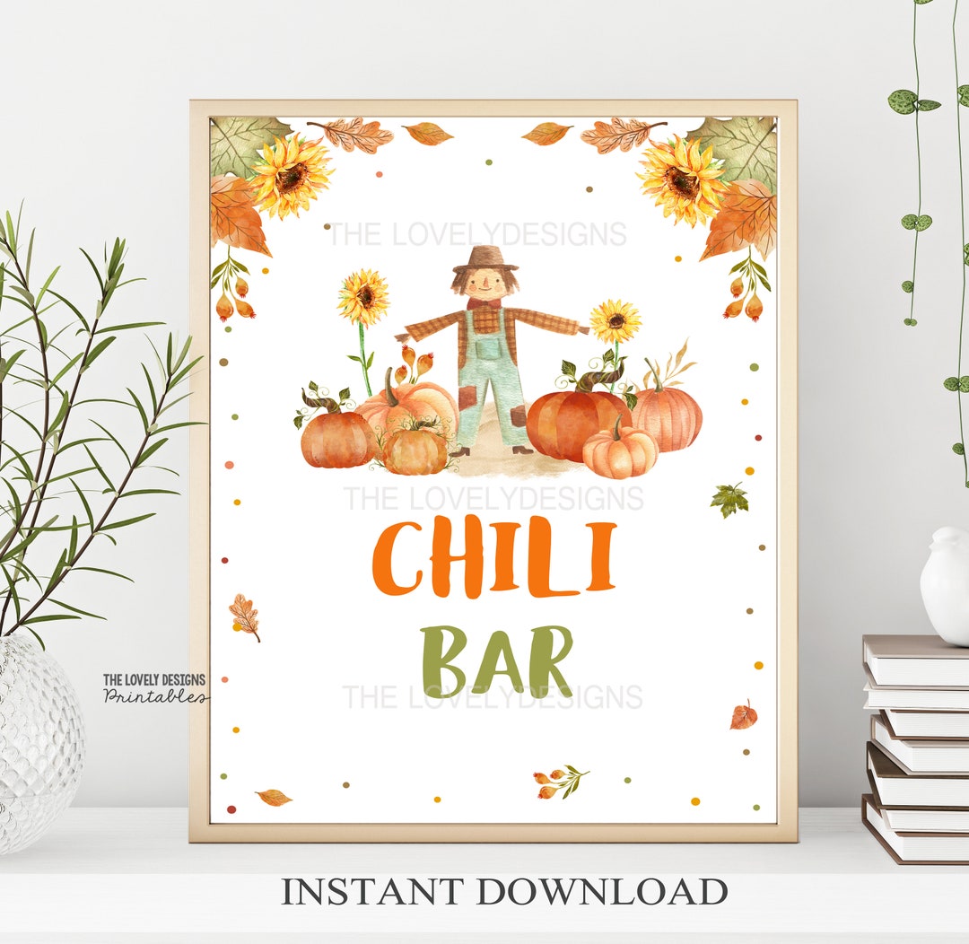 Chili Bar Table Sign Pumpkin Patch Party Fall Table Sign Food - Etsy
