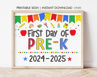 FIRST DAY of PRE-K Sign Digital Download Printable - Etsy