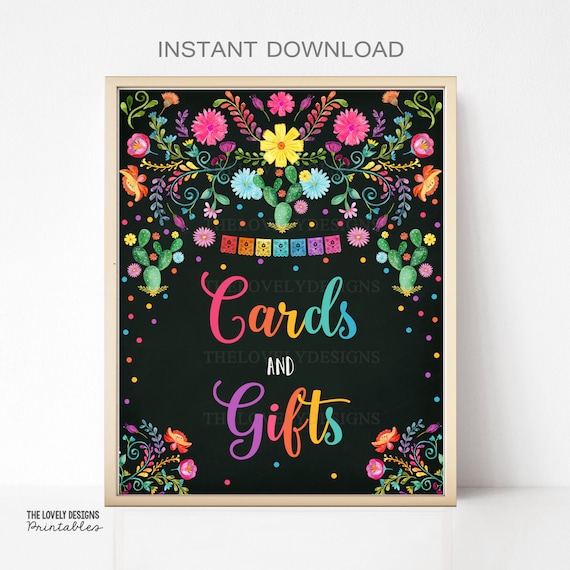 Fiesta Cards and Gifts Sign Fiesta Birthday Chalkboard Sign | Etsy