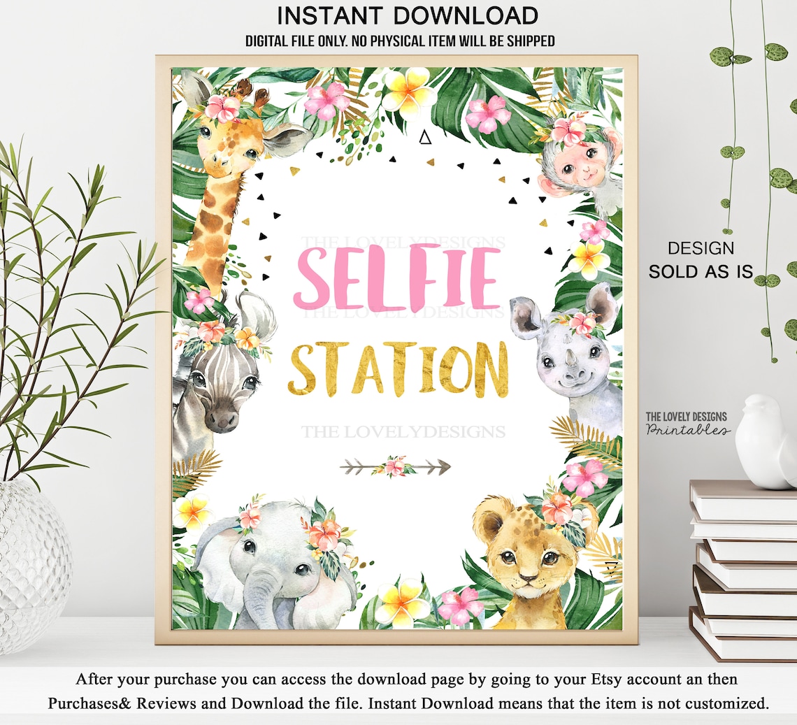 Jungle Selfie Station Sign Jungle Safari Table Sign Printable - Etsy
