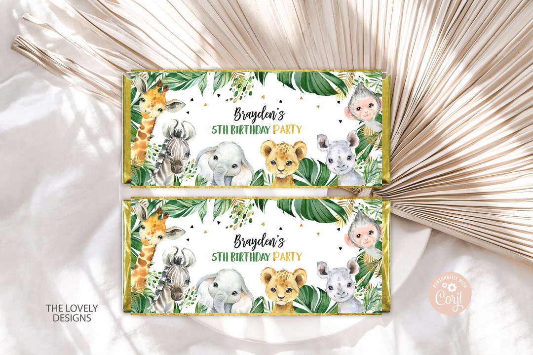 EDITABLE Jungle Candy Bar Wrapper Jungle Birthday Jungle Boy Label ...