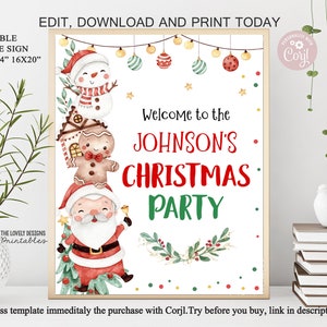 EDITABLE Christmas Welcome Sign Template Cute Santa Claus Sign ...
