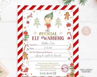 Christmas Elf Warning Letter Printable - Etsy