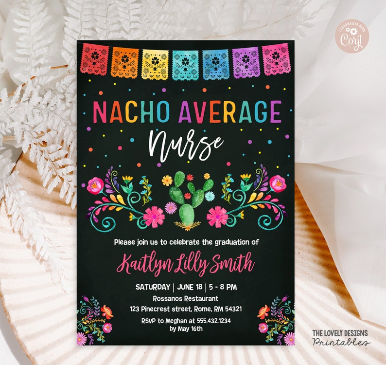 EDITABLE Nacho Average Nurse Invitation Template Fiesta Mexican Party ...