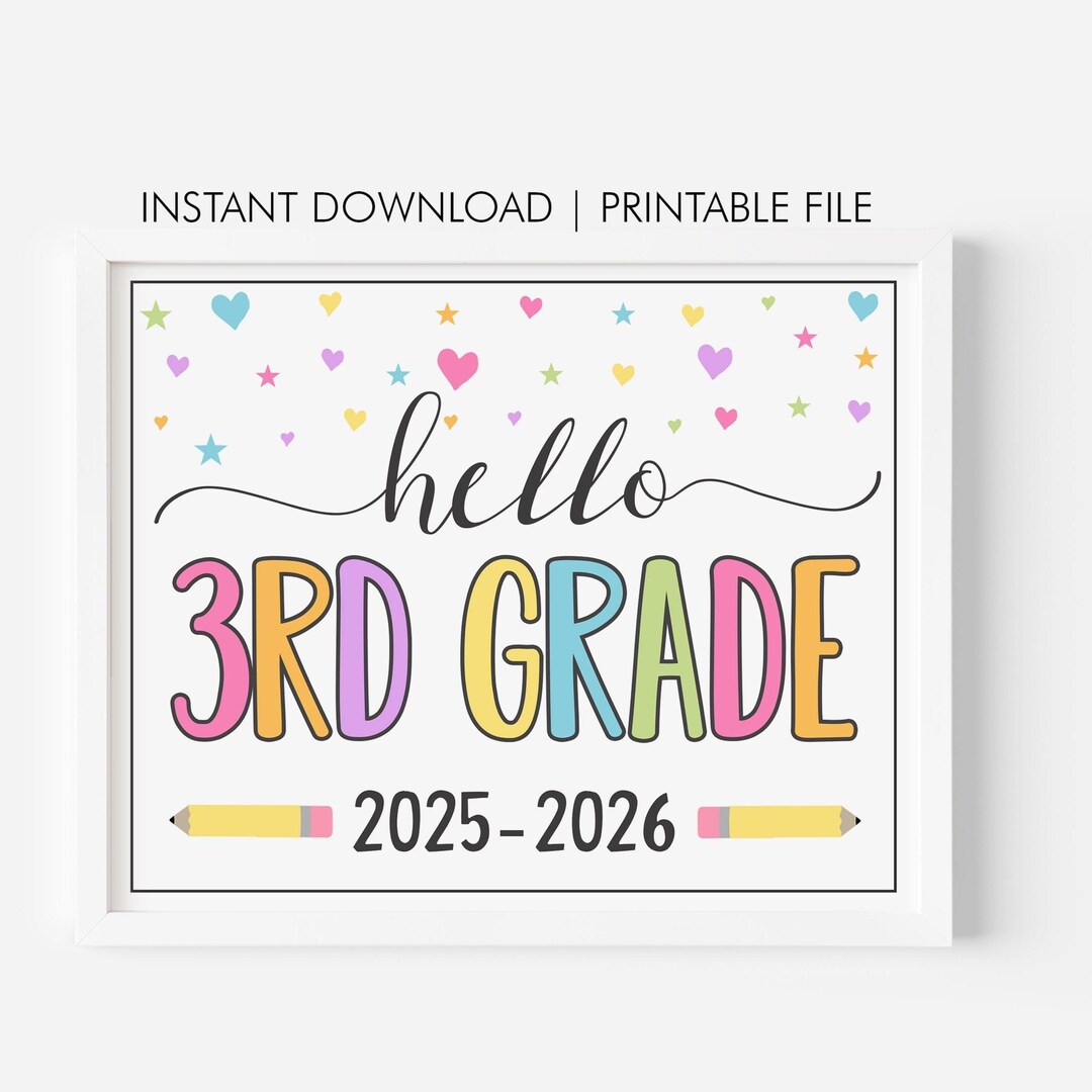Girl First Day of 3rd Grade Sign, First Day of Third School Sign Back ...