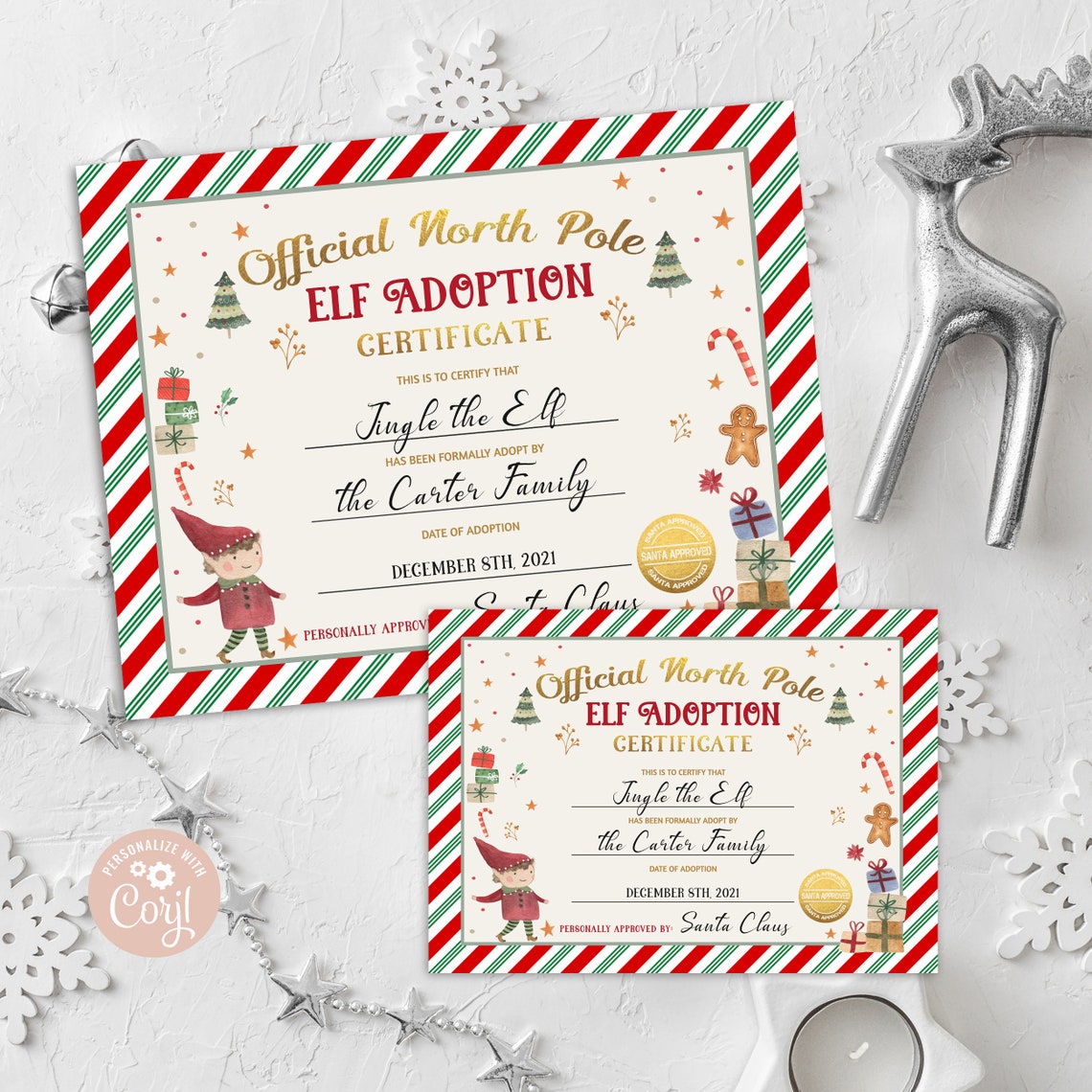 EDITABLE Elf Adoption Certificate Adopt an Elf Letter Adopt | Etsy