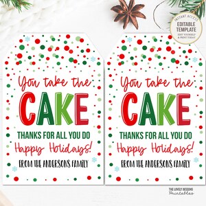 You Take the Cake Tag Christmas Holiday Bundt Cake Tag Christmas ...