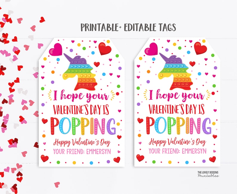 Editable Valentine Pop It Favor Tag Poppin' | Etsy