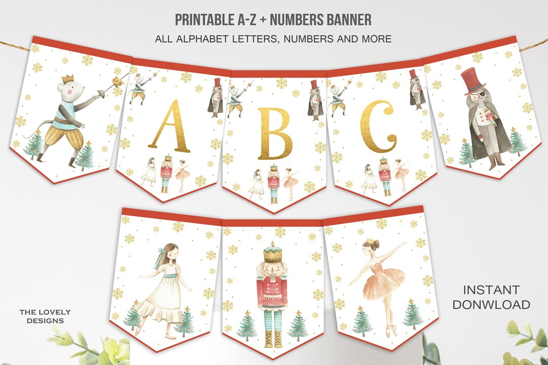 Nutcracker Alphabet Banner: Watercolor Christmas Bunting (digital ...