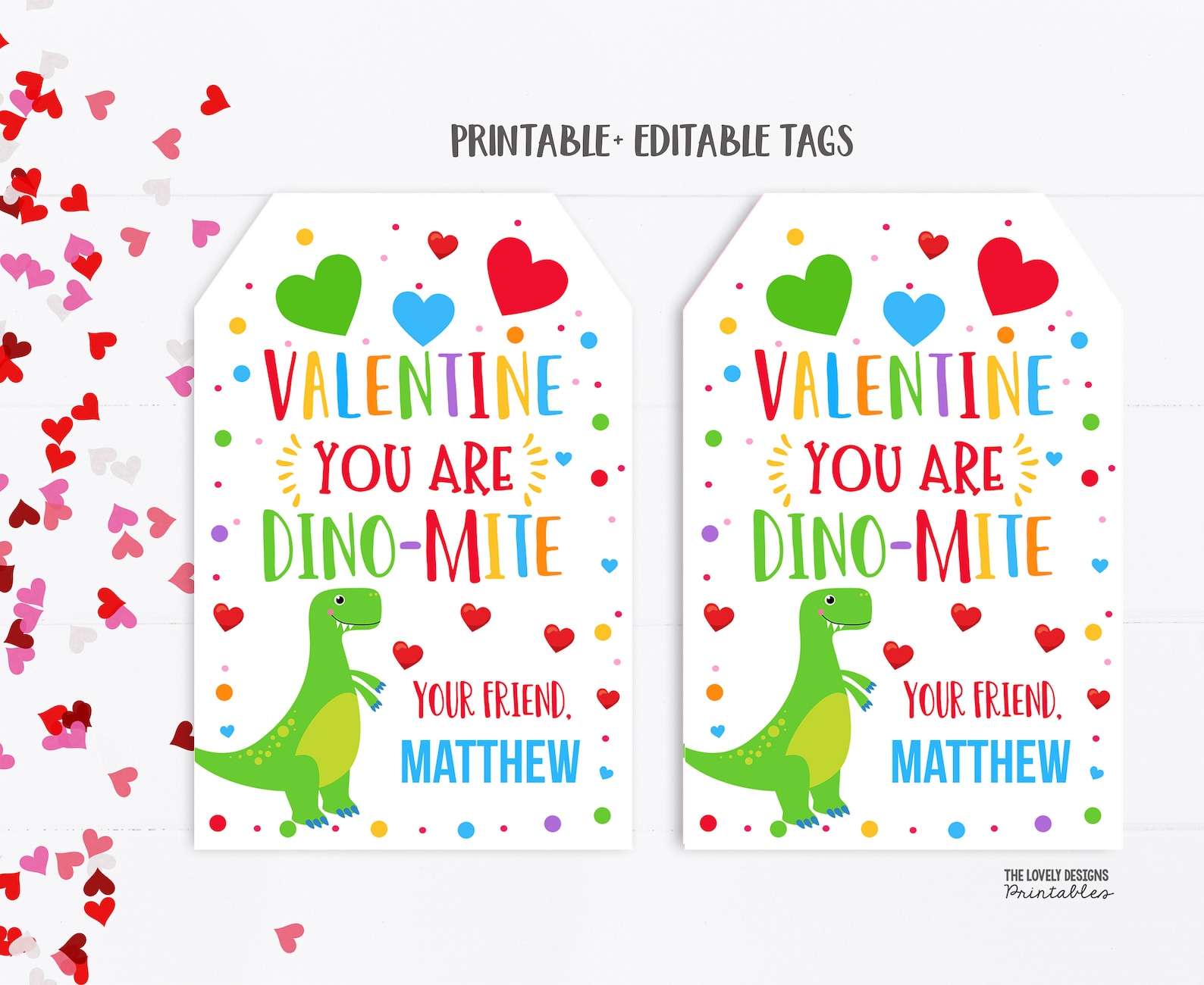 Dinosaur Valentine's Day Tag Dino-mite Valentine Dinosau | Etsy