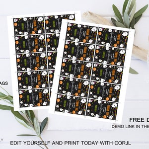 EDITABLE Halloween Favor Tag Halloween Birthday Chalkboard Tag Spooky ...