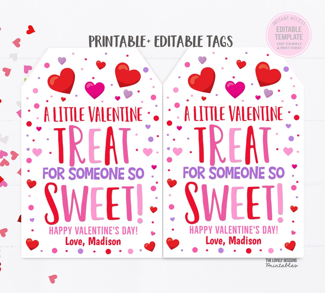 Valentine's Day Treat Tag, Sweet Valentine's Day Appreciation Gift Tags ...