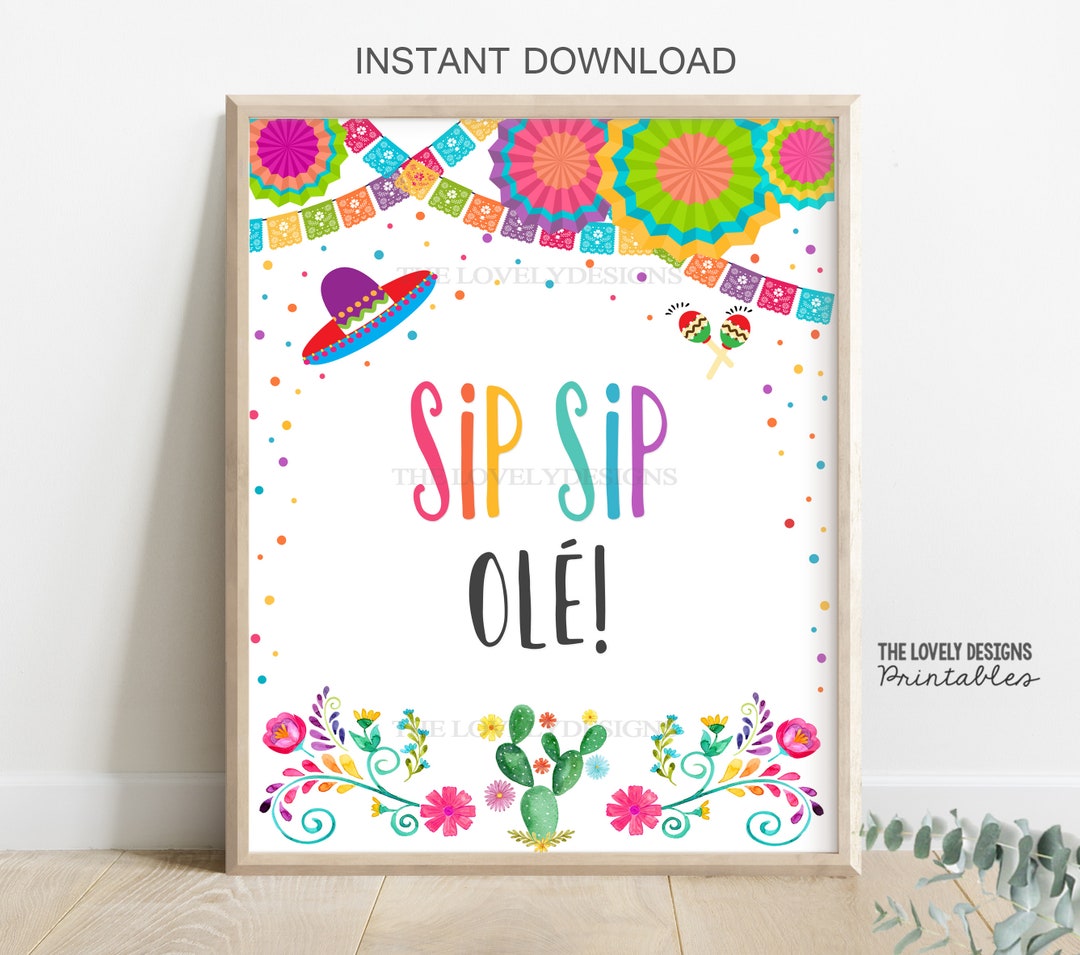 Sip Sip Ole Sign Fiesta Party Sign Mexican Cactus Fiesta Bridal Baby ...