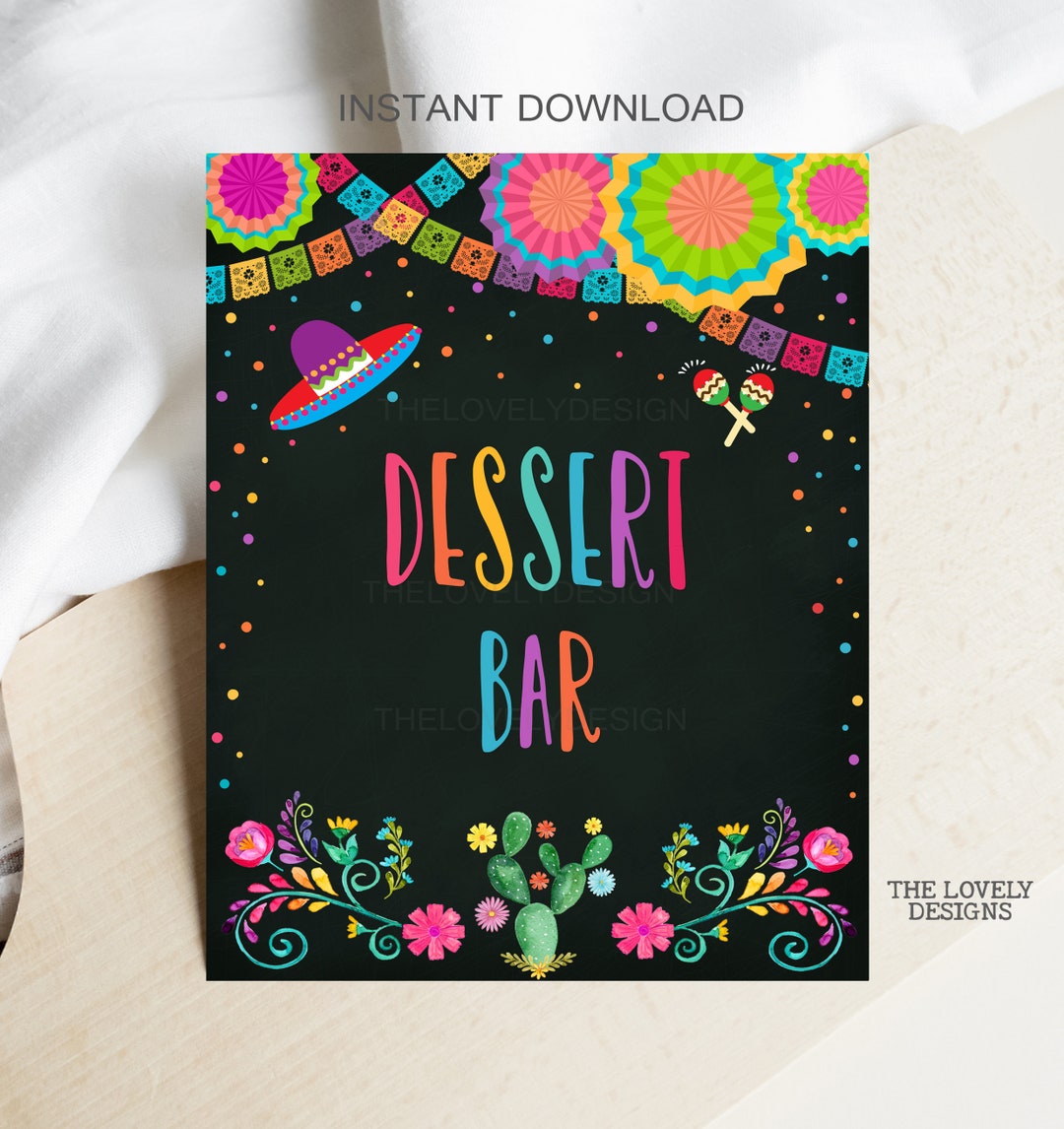 Fiesta Dessert Bar Sign Fiesta Birthday Chalkboard Sign Fiesta Mexican ...