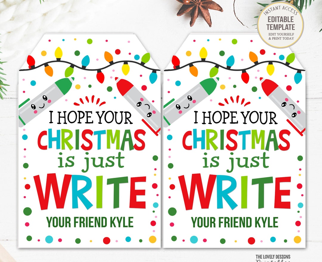 Christmas Pencil Gift Tag Just Write Holiday Pencil Tags Student ...