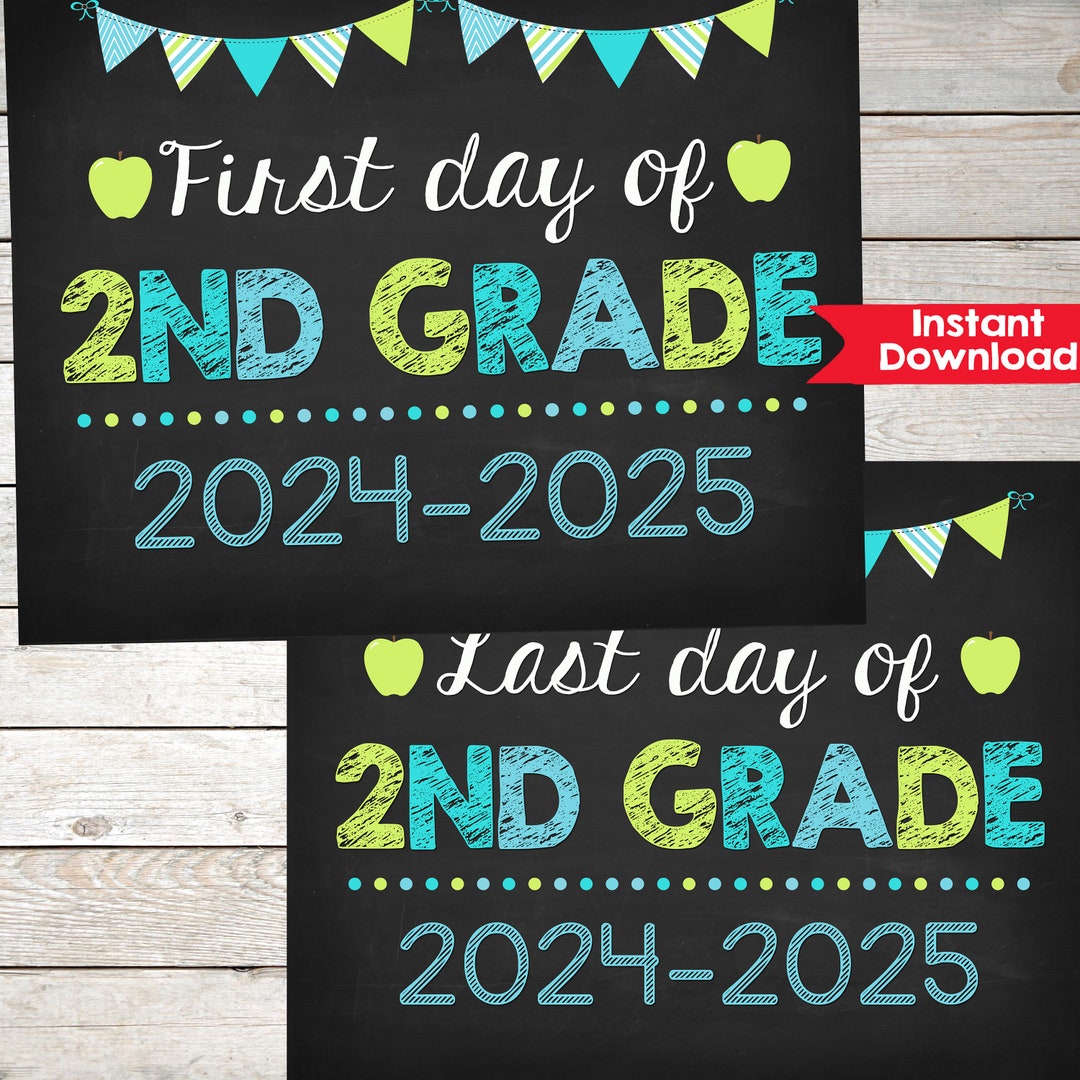 First Day and Last Day of 2nd Grade Sign Boy 8x10, Printable INSTANT ...